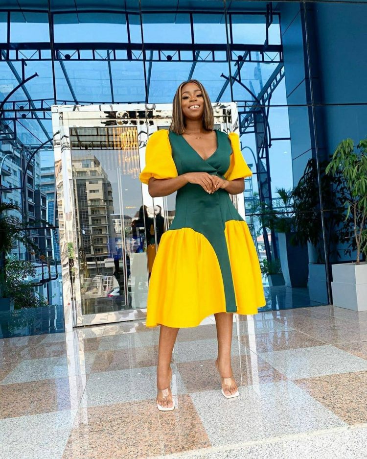 Nomzamo Mbatha Is a Vision In Short Monochrome Dress – A Million Styles